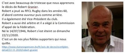 Le rugby liégeois est en deuil: Robert Granier (RFCL) s’en est allé ...